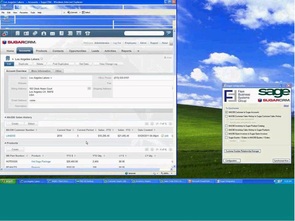 SugarCRM Sage MAS 90 and MAS 200 Integration Application Demo - YouTube