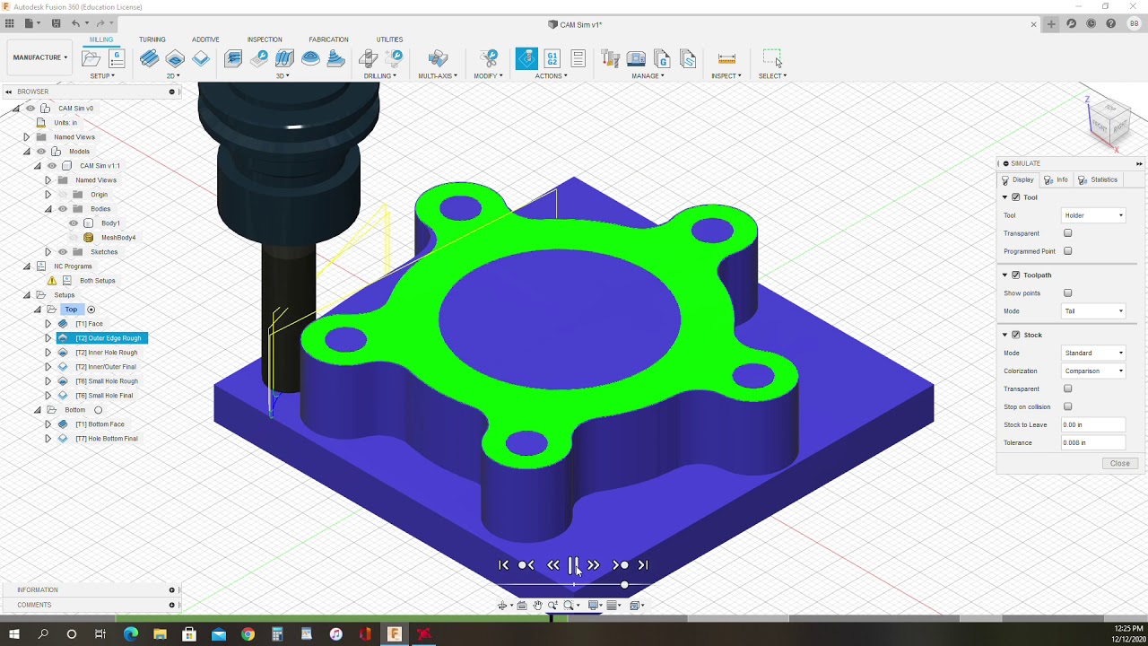 CAM Simulation - Fusion 360 - YouTube