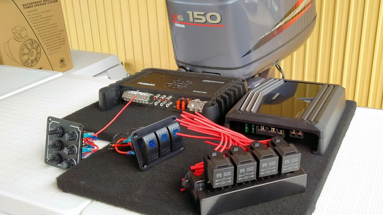 Outboard center console boat audio & accessories install - YouTube