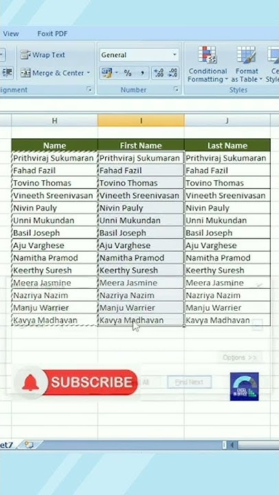 MS Excel || Split cell data || Tricks || Shorts || Malayalam || Excel in Office - YouTube
