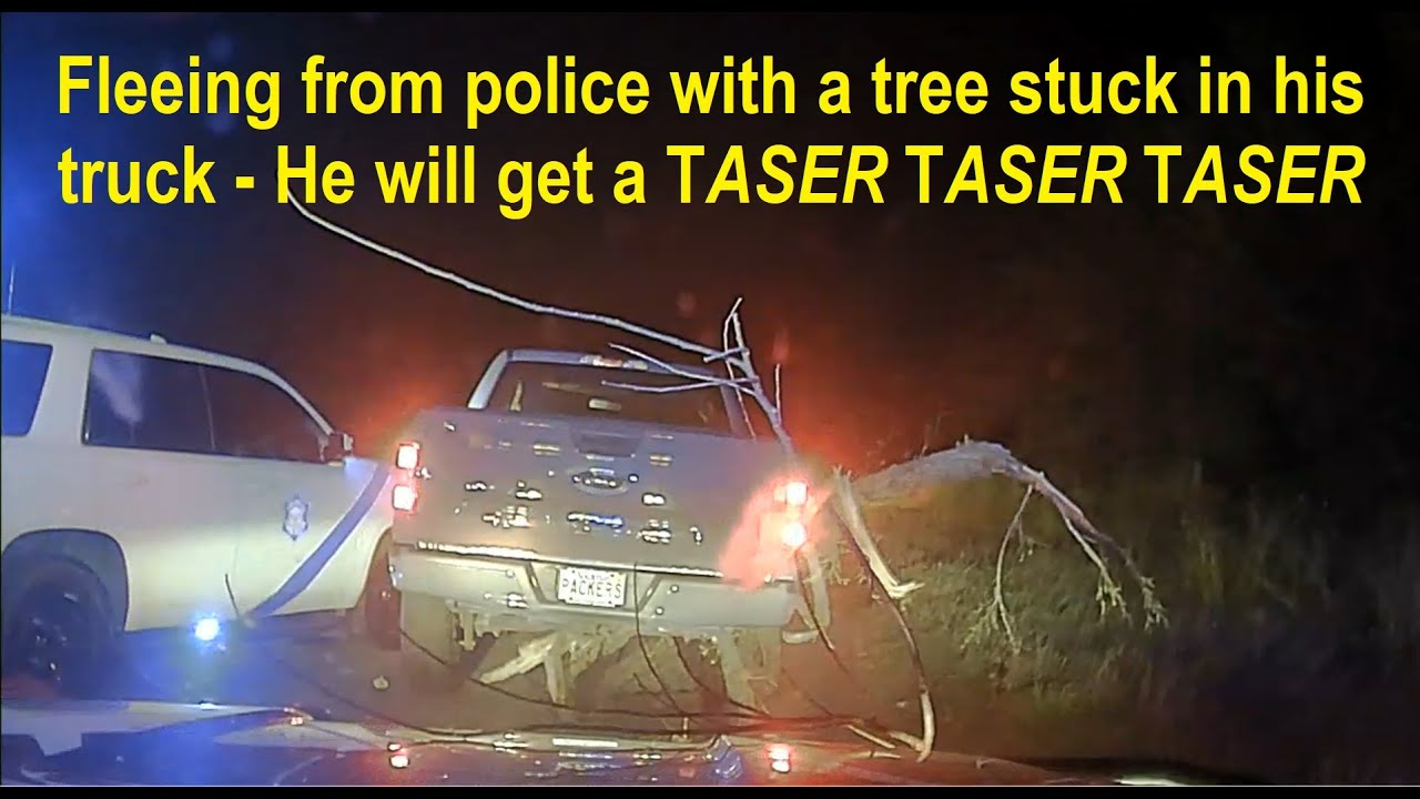 Drunk Driver flees with half a tree, fights with Troopers & gets TASER ...