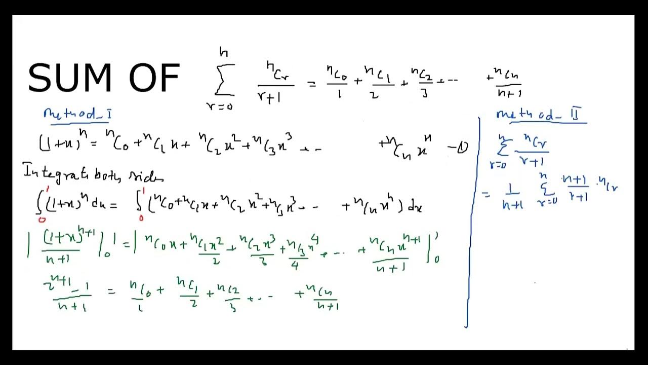 SUMMATION OF nC0+nC1/2+nC2/3+ + nCn/n+1 - YouTube