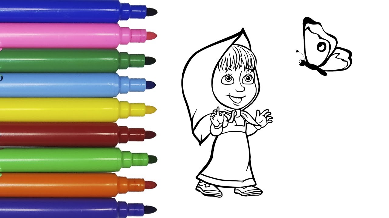 №203 👱‍♀️🐻 Masha and the Bear coloring book 🎨 Coloring page Masha and ...