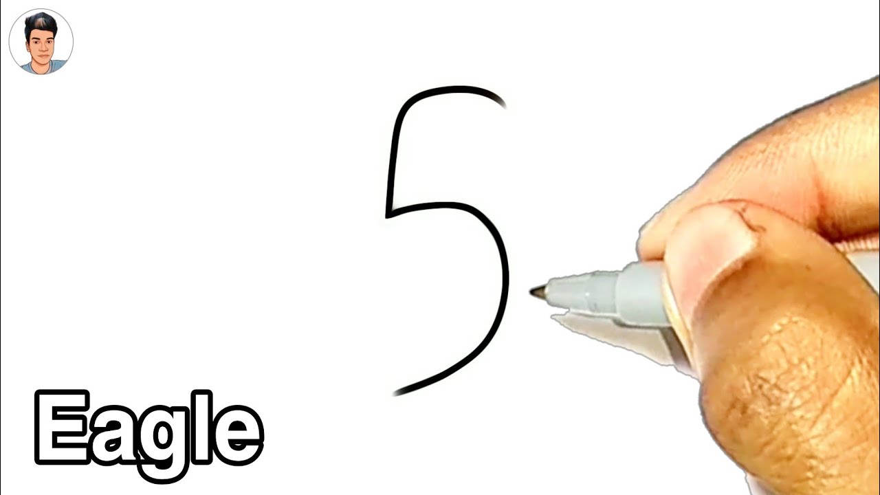 How To Draw An Eagle Easy | How To Draw An Eagle From Number 5 | How To ...