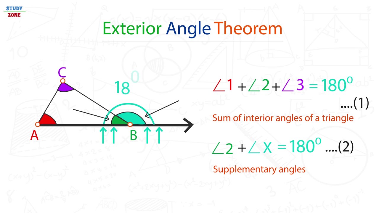 Exterior Angle Theorem proof - Middle School Mathematics - YouTube