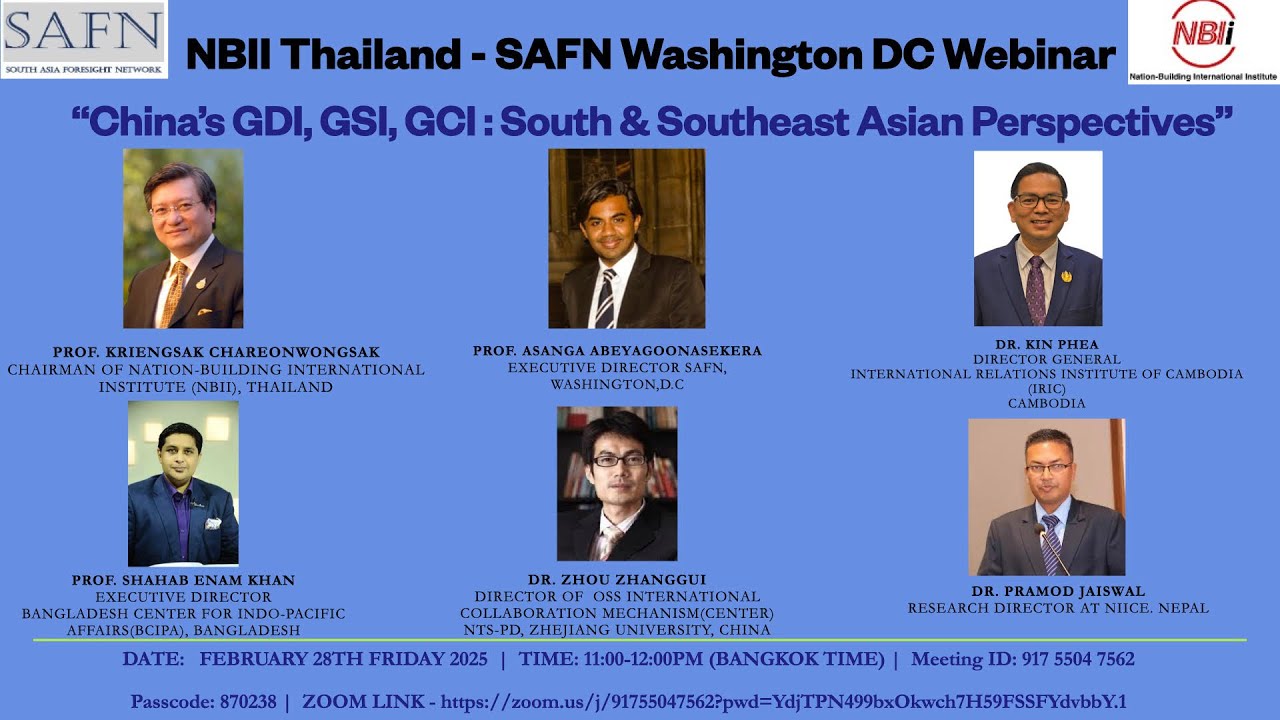 China’s GDI, GSI, GCI: South and Southeast Asian Perspectives Organized ...