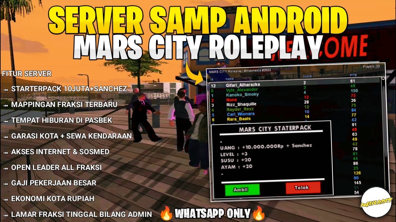 SERVER SAMP PC/ANDROID NO DISCORD RAMAI PLAYER MARS CITY ROLEPLAY || GTA SAMP INDONESUA - YouTube