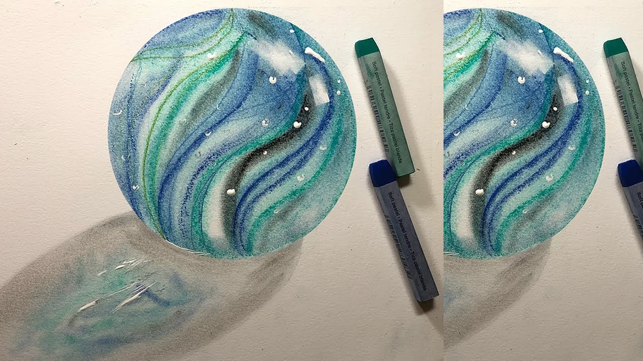 How to draw glass marble with soft pastels - YouTube