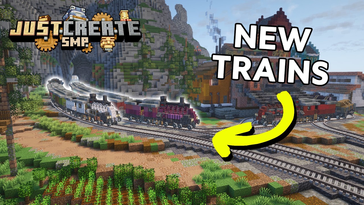 I Connected my MEGA Base with TRAINS in Minecraft Create Mod - YouTube