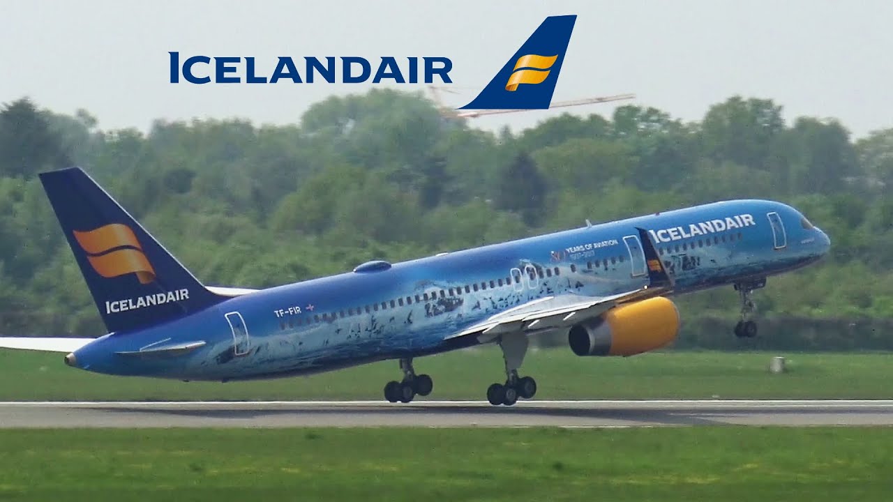 ICELANDAIR Boeing 757 // 80 Years of Aviation "Vatnajökull" // Takeoff ...