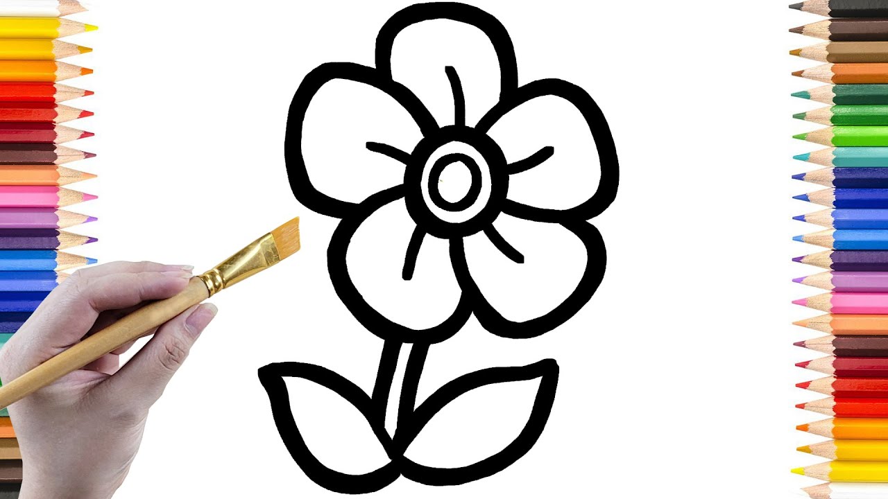 Flower Drawing, Coloring, Painting Tutorial Step By Step, Art Video for ...