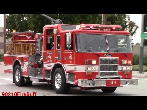 LAFD Engine 64 (reserve) & Rescue 64 Responding - YouTube