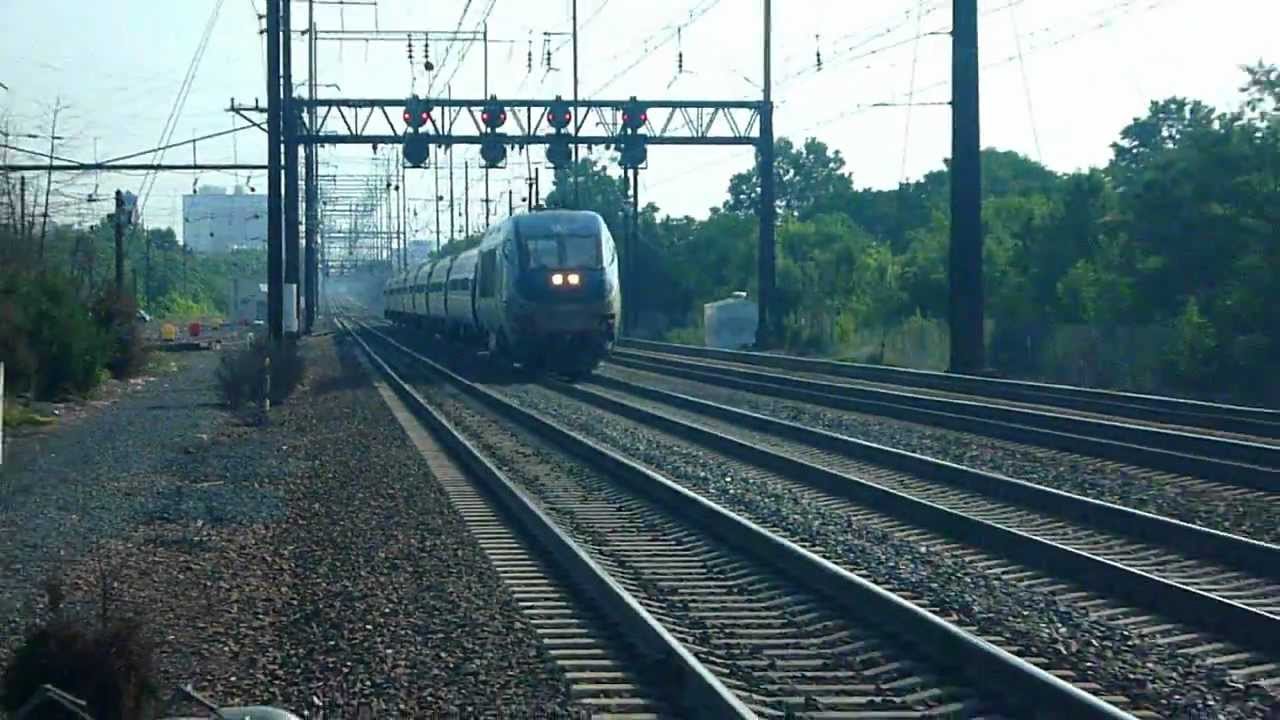 Amtrak Northeast Regional train 185 at Jersey Ave - YouTube