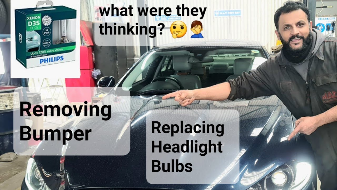 how to replace main dipped bulb on Jaguar XF 4K #facelift #worstdesign ...
