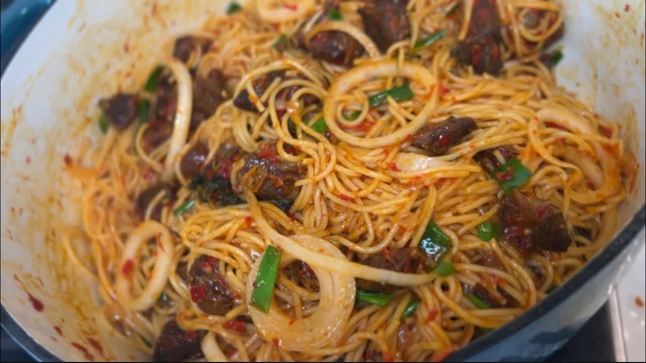ASUN (ROASTED GOAT MEAT) PASTA!! - YouTube