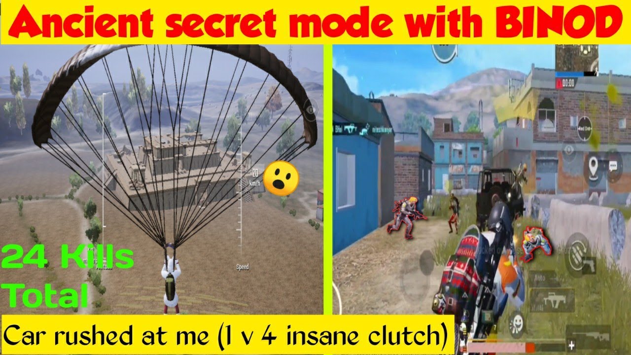 Playing ancient secret mode with BINOD. (INSANE 1 V 4 CLUTCH) || Wartox ...
