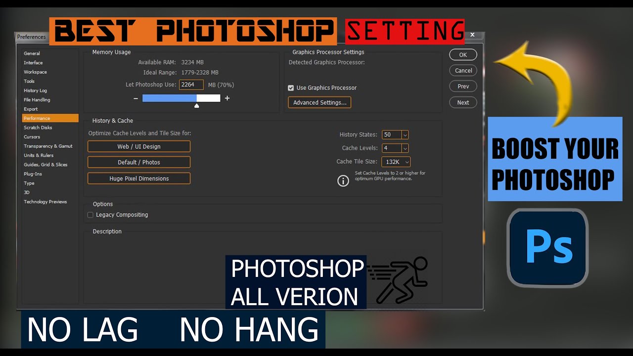 Best Photoshop Setting In Hindi || Photoshop Lag and Hang Problem solve ...
