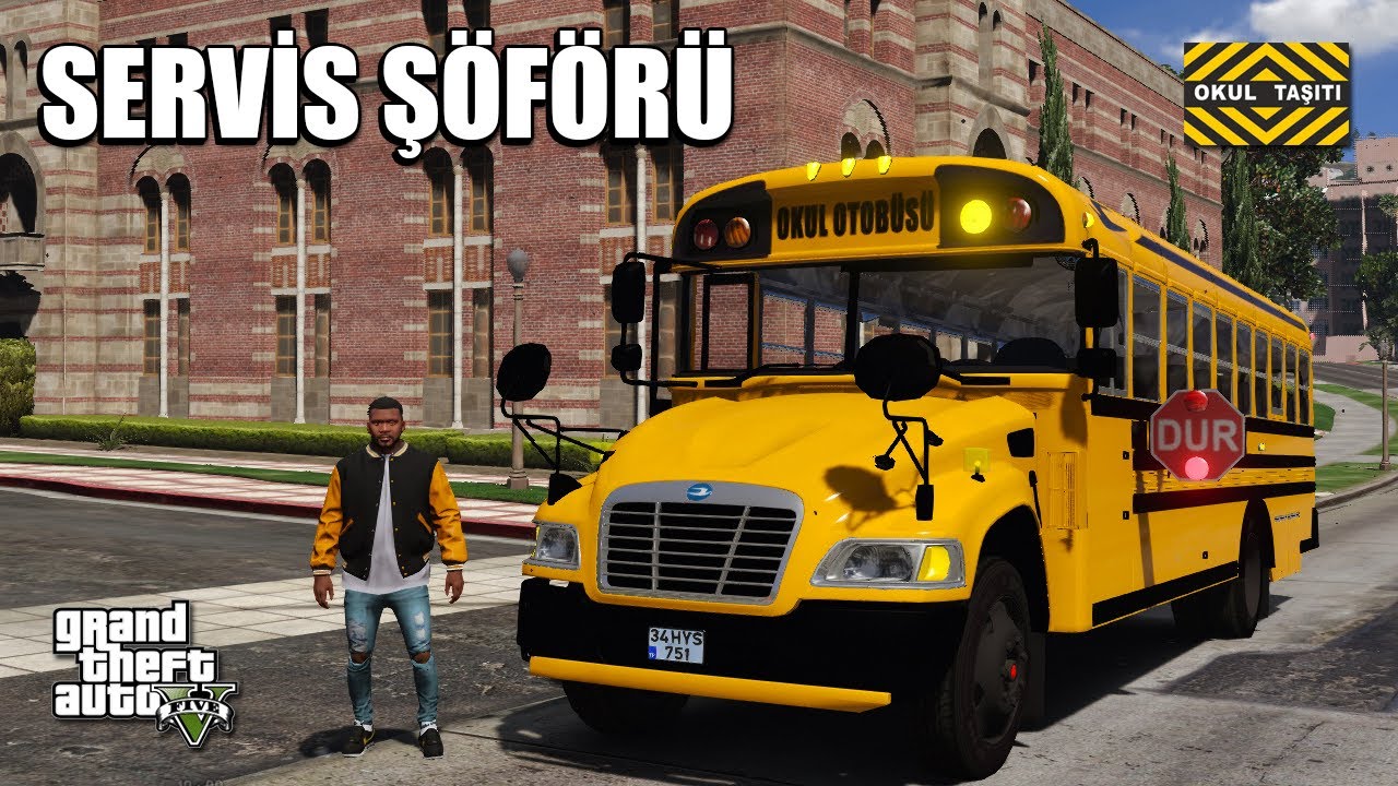 FRANKLİN OKUL SERVİSİNE BAŞLADI OTOBÜS KULLANDI- GTA 5 MODS #5 - YouTube