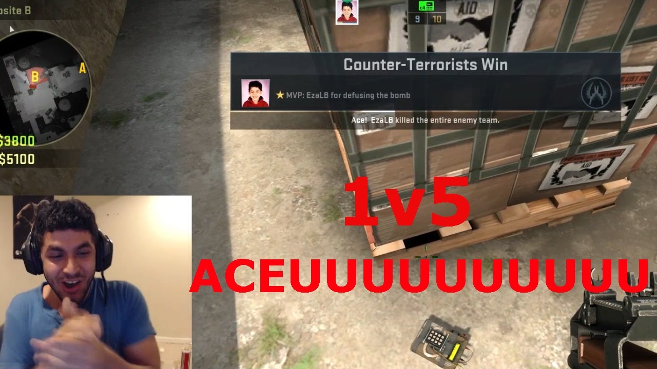 CS GO Silver 1 Gameplay | 1v5 Ace Clutch (Counter Strike Gameplay ...
