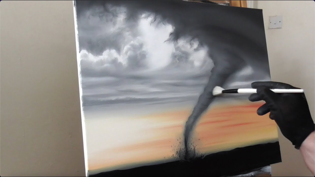 Tornado painting using oil , wet on wet technique, Time lapse video ...