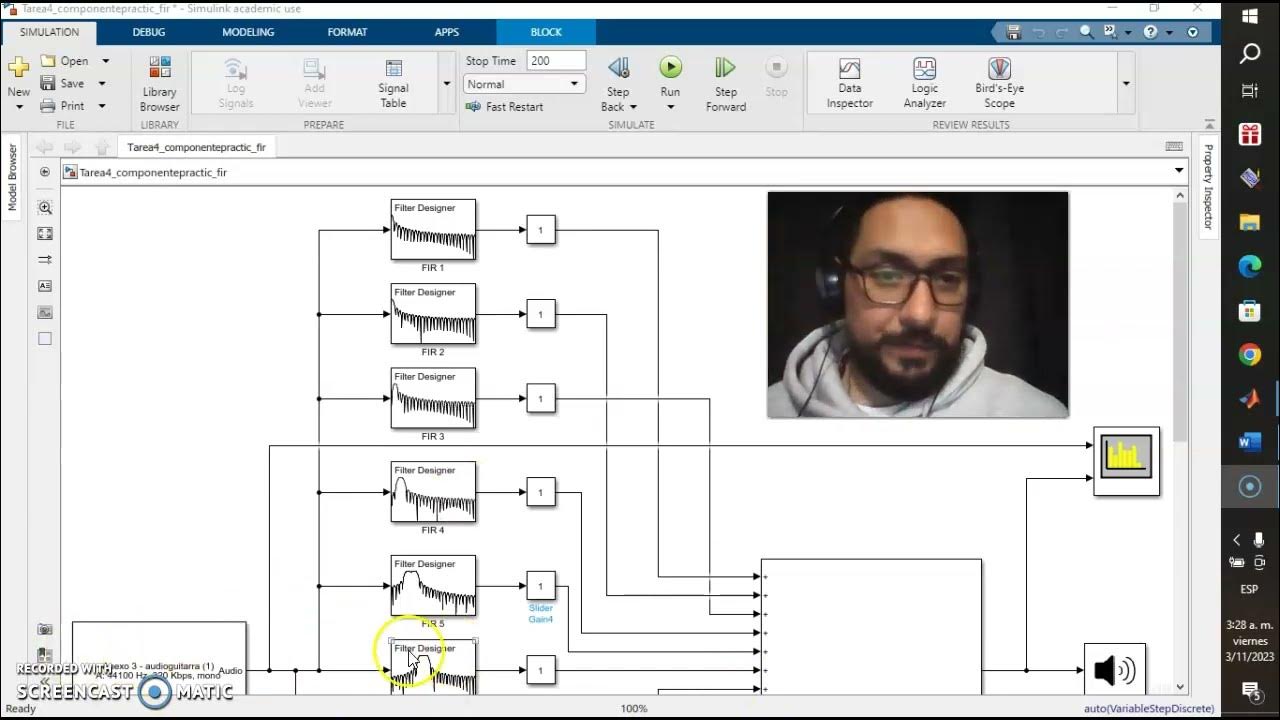Diseño de 11 filtros FIR Componente practico, Simulink Matlab. - YouTube
