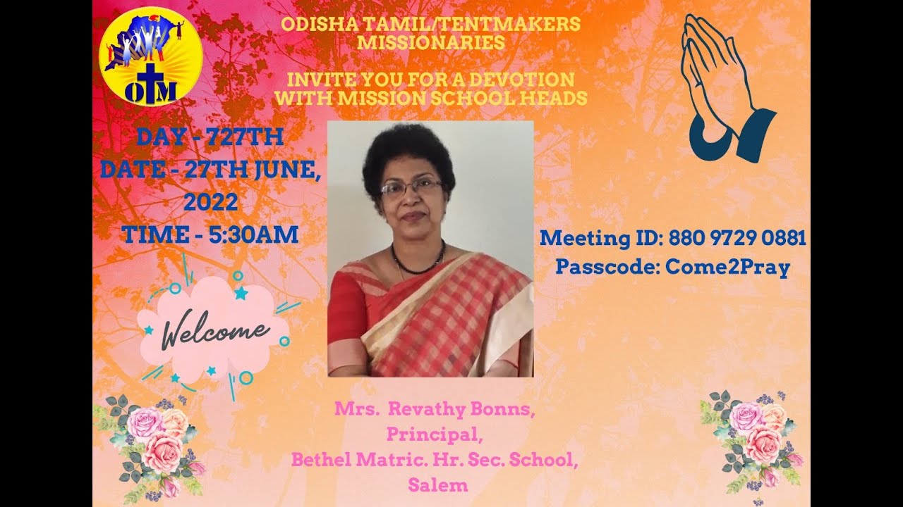 727th Day - Mrs. Revathy Bonns, Principal, Bethel Matric Hr. Sec ...