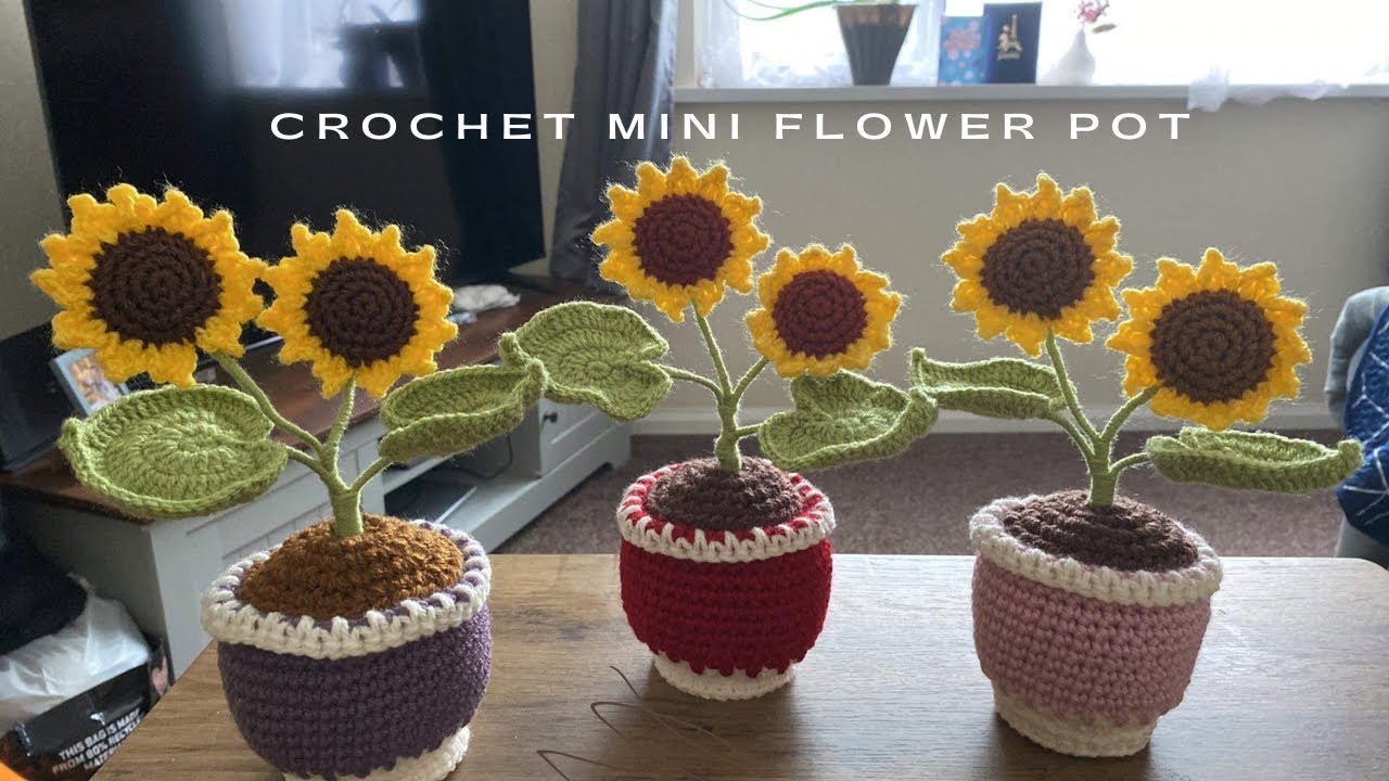How to crochet mini flower pot | crochet mini pot | #lovecrochet # ...