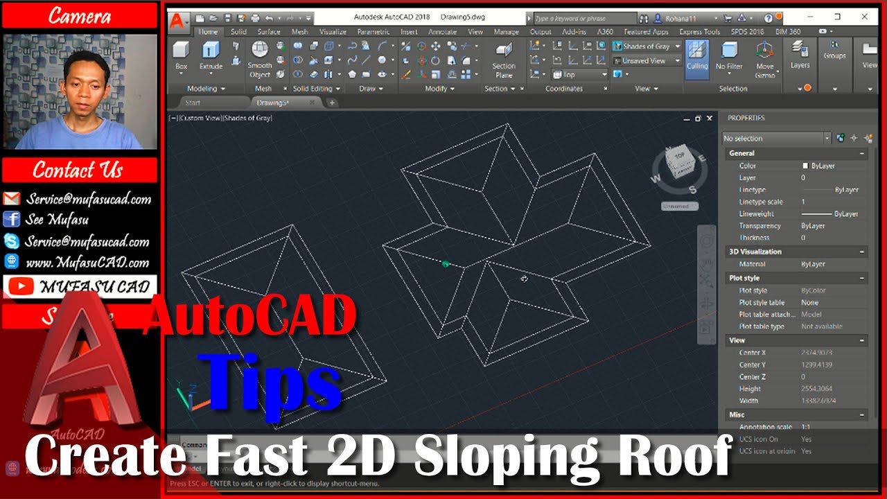 AutoCAD Create Fast 2D Sloping Roof Tutorial - YouTube