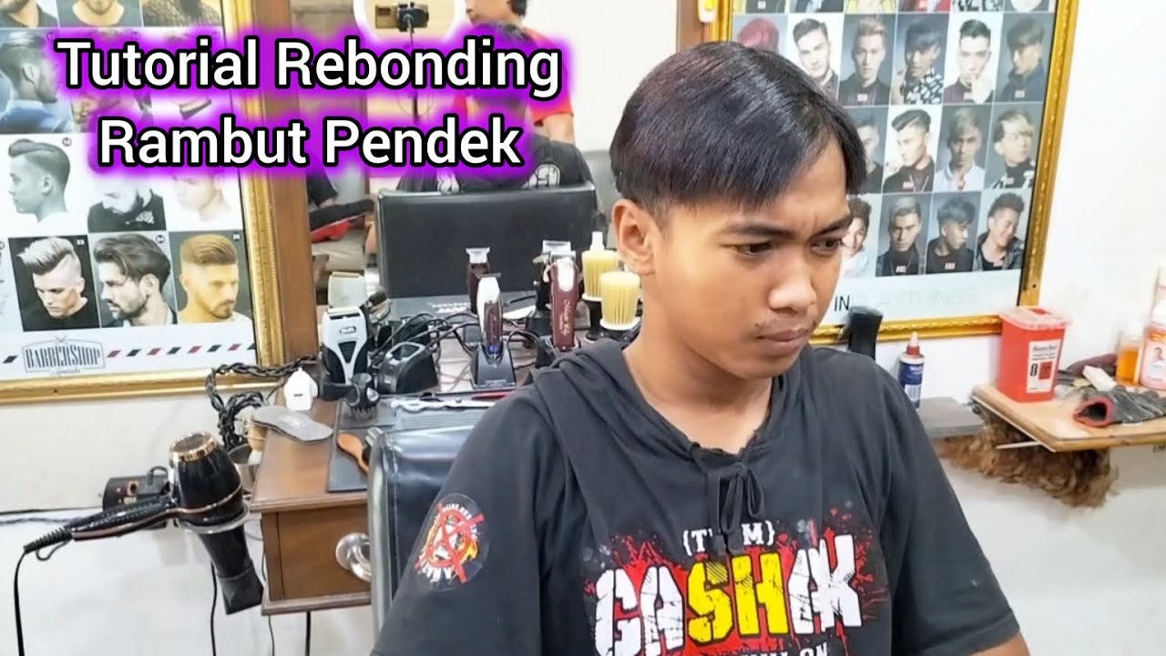 Cara Rebonding Rambut Pendek 💈 Tutorial Meluruskan Rambut Pria - YouTube