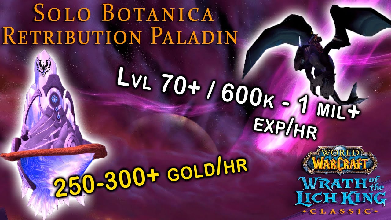 Solo Botanica Leveling Guide | Ret Paladin | 600k - 1 mil. exp/hr / 250 ...