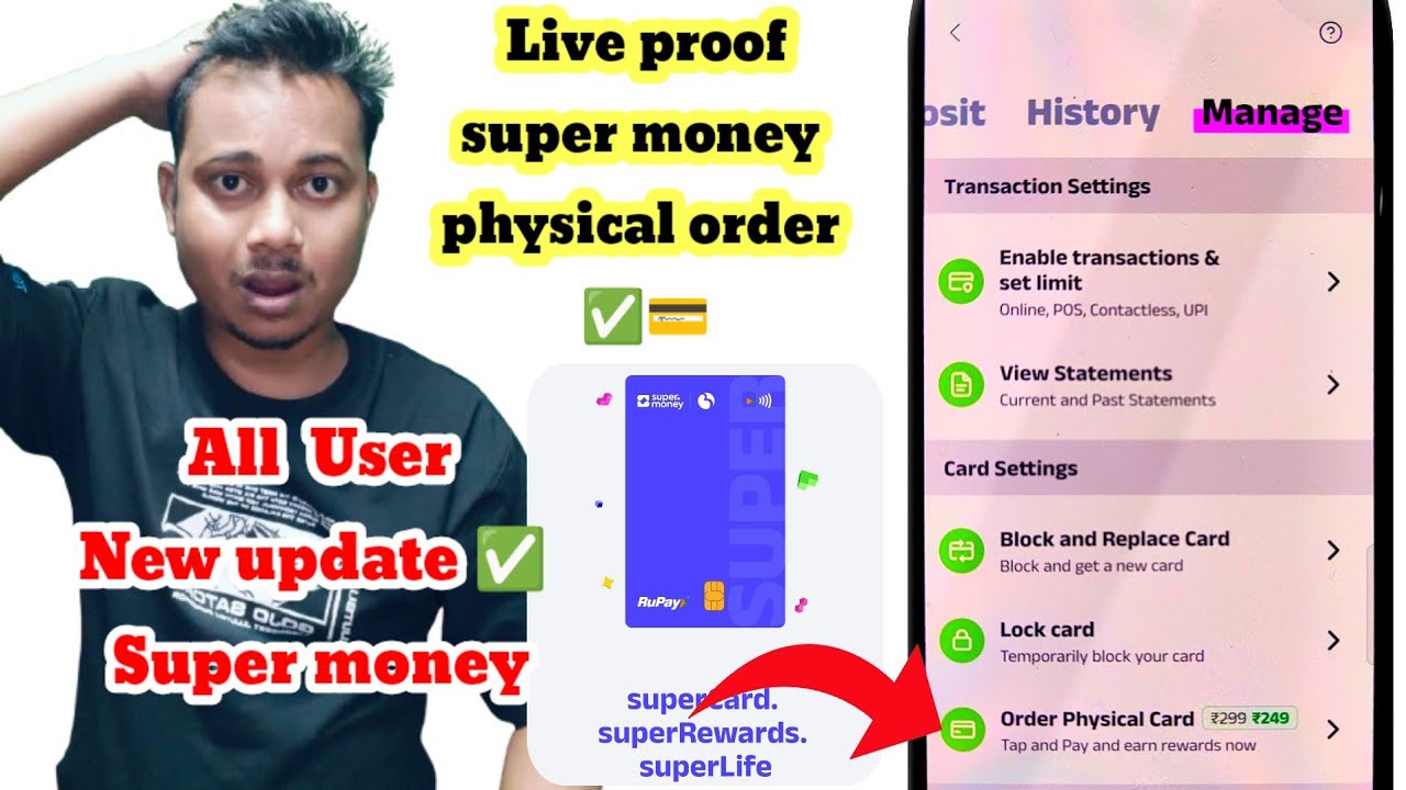 Live proof 💯super money physical order credit card 💳 super money upi ...