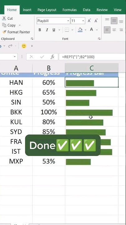 Progress Bar In Excel Excel Exceltips Exceltricks Excelpro Exceltutorial Shorts