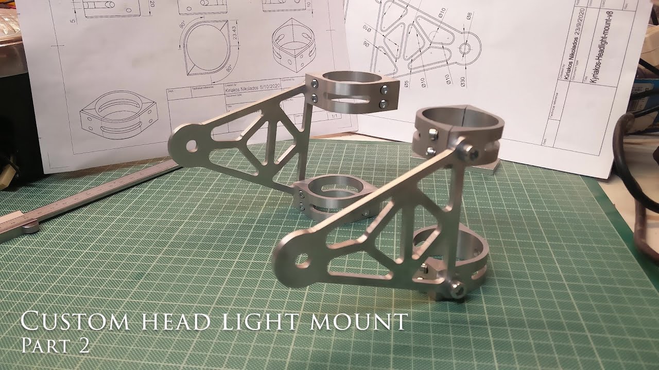 Custom motorcycle Headlight mount Part 2 - YouTube