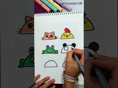Drawing with a half circle||Easy drawing idea - YouTube