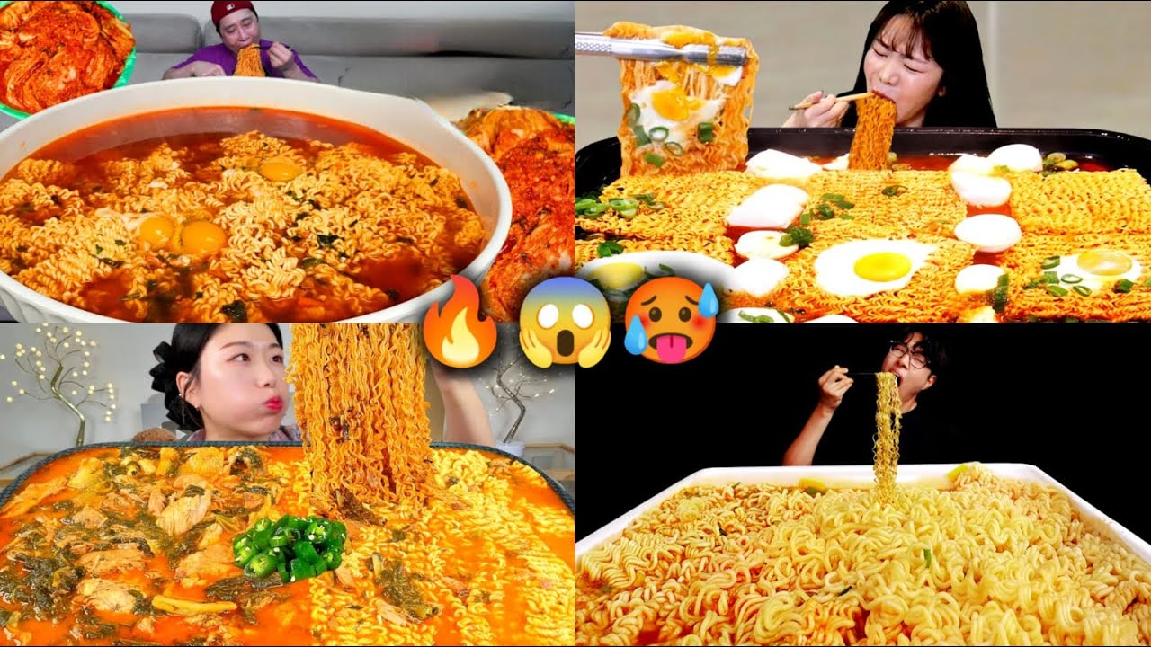 Spicy Korean Ramen Challenge 🔥😱| Too Much Food!? | ASMR Mukbang Noodle ...