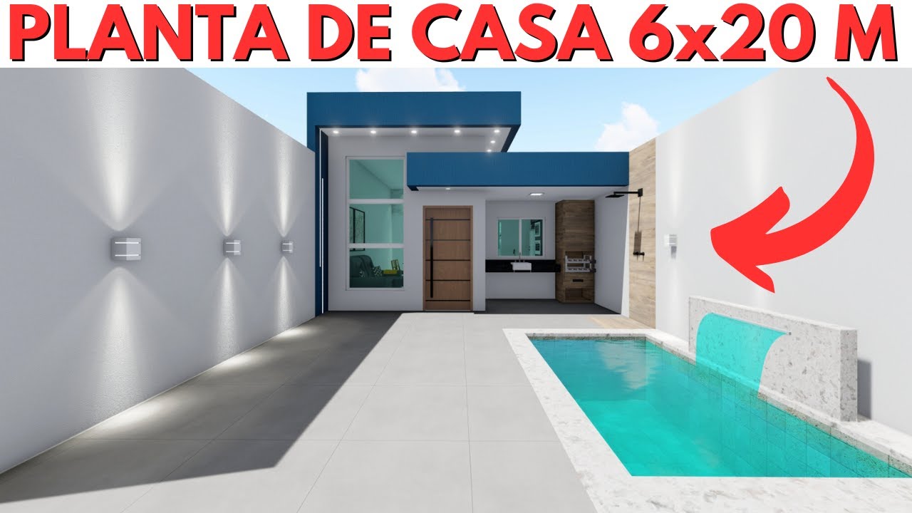 PLANTA DE CASA 6X20 METROS COM 2 QUARTOS! - YouTube