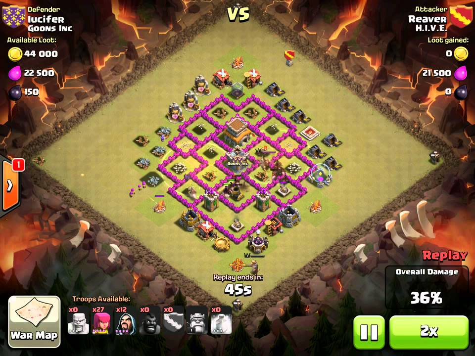 Logan's 3* hogs wizards clan war vs Goons Inc - YouTube