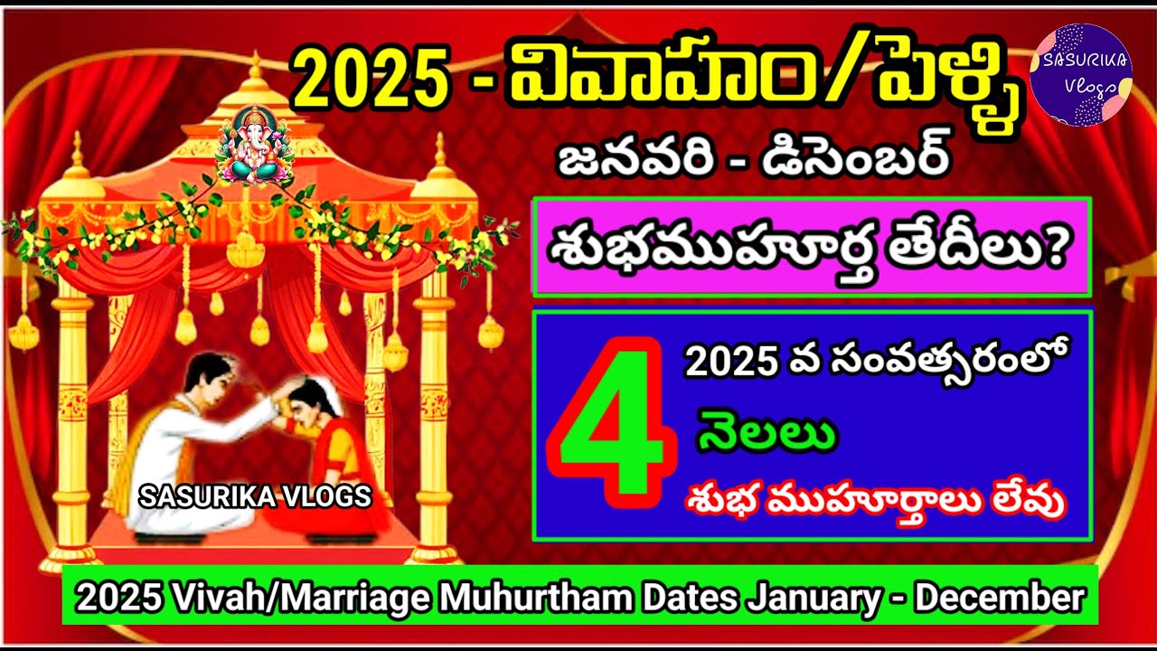 2025 Marriage Muhurtham Dates |Vivaha Muhurtham 2025 Dates|Pelli ...