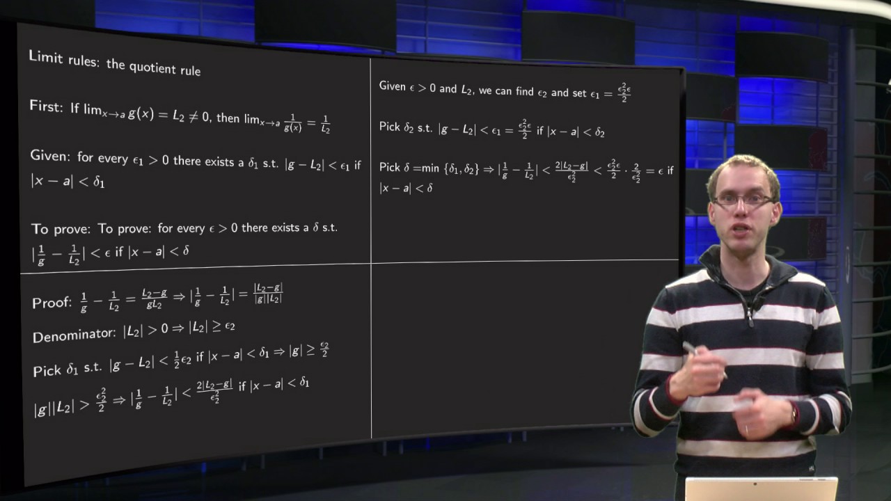 The quotient rule for limits - formal proof - YouTube