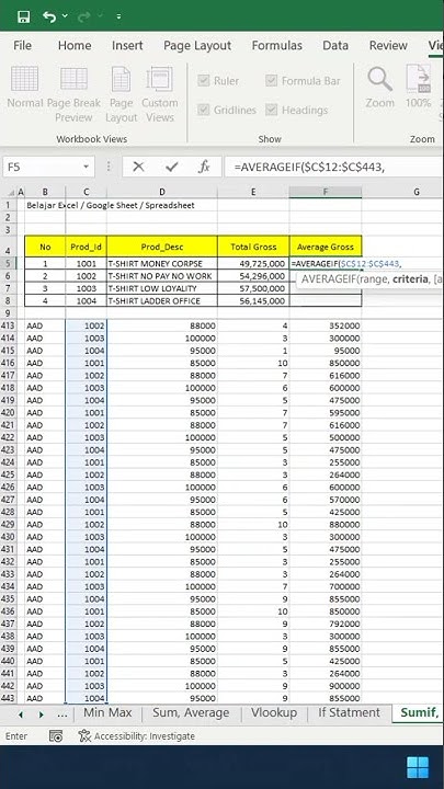 Tutorial Sumif dan Average if di Excel - Wahyu135 Tutorial - YouTube