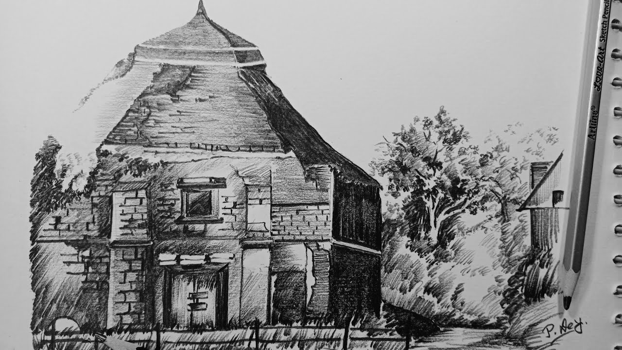 How to Draw #Old_Raj #house #pencil_sketch - YouTube