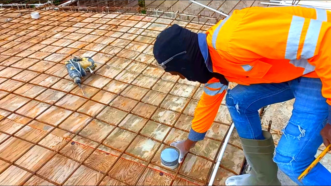 Installing some 4" recessed in the slab of 4 Bedroom Upstairs House ...