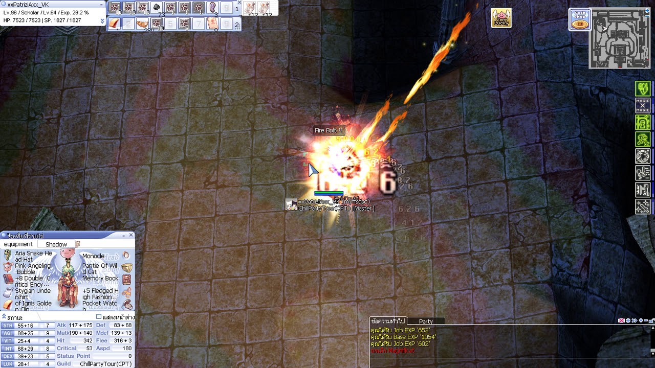 RO EXE Battle Scholar Lv96 [Ency+Kasa+Imp+Monocle+Aspersio+SLbuff] Test ...