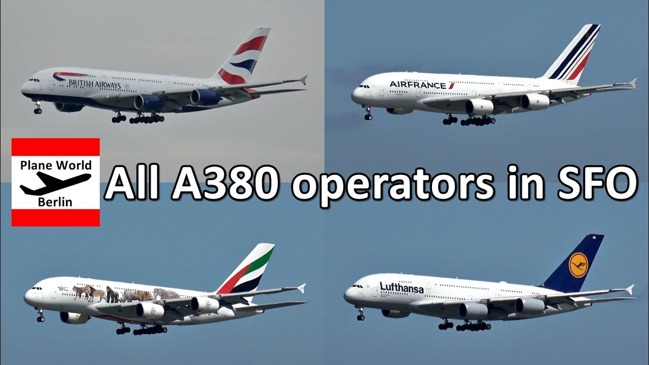 All Airbus A380 operators at San Francisco Airport [2018] - YouTube