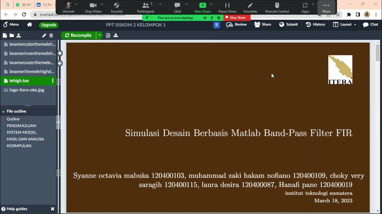 TUGAS SISKOM 2 (KELOMPOK 1) "Simulasi Desain Berbasis Matlab Band-Pass Filter FIR" - YouTube