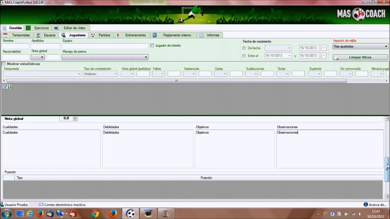 Módulo gestión - Sección Jugadores - Cómo dar de alta jugadores - YouTube