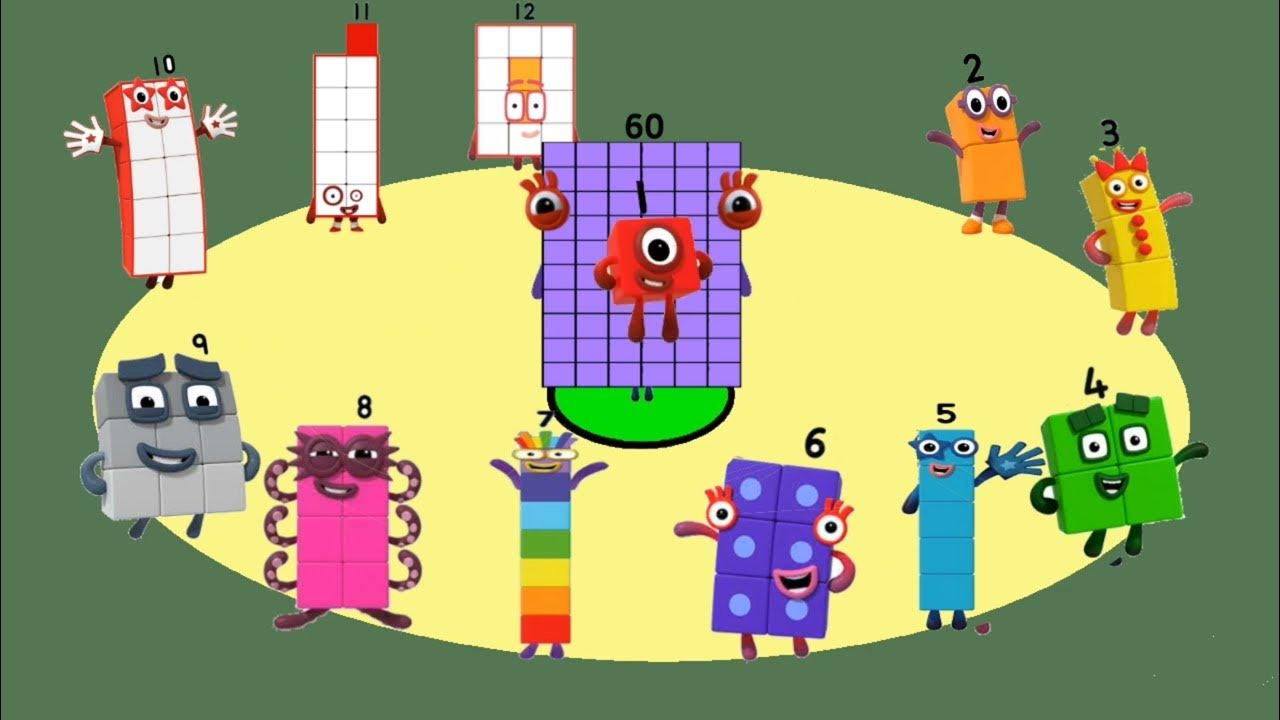 Numberblocks 60 plus consecutive numbers and move in a circle - YouTube