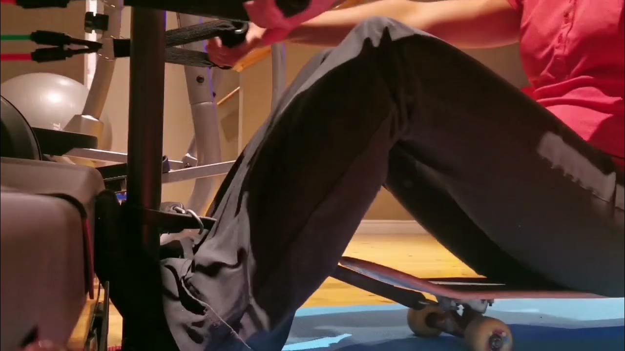 DIY Rowing Machine with skateboard and elastics - YouTube
