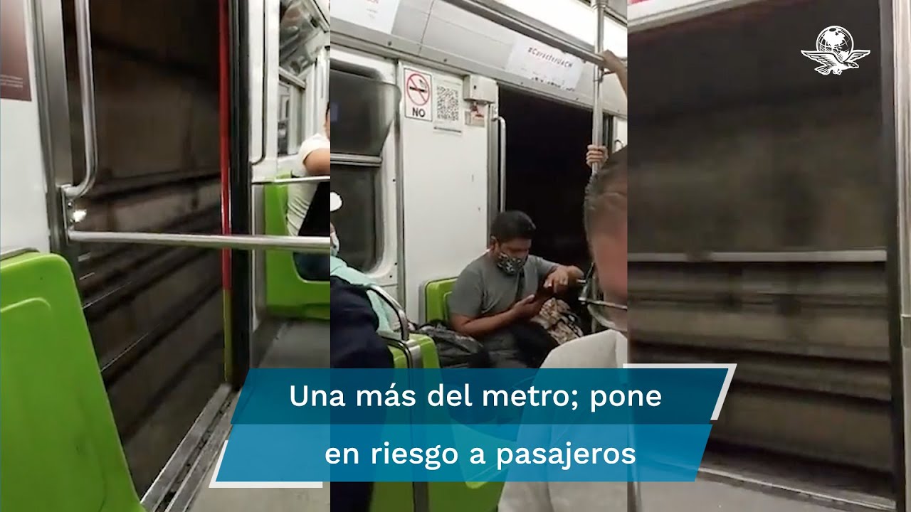 Graban a convoy del Metro de la Línea 3 operando con las puertas ...