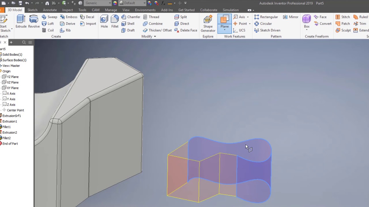 Inventor 2019 Yüzey Modelleme Surface Plane - YouTube